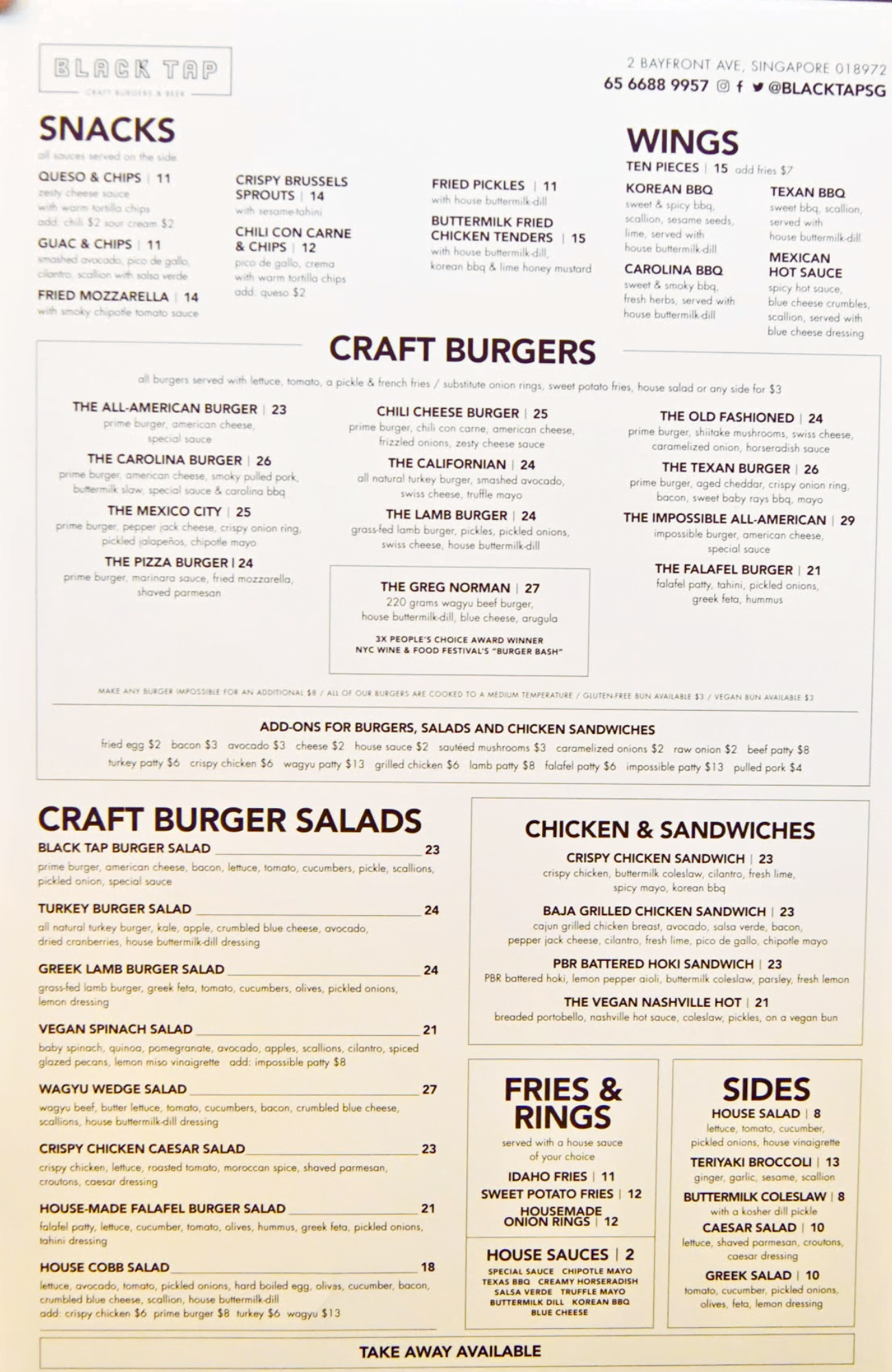 Black Tap Menu Singapore With Prices 2024