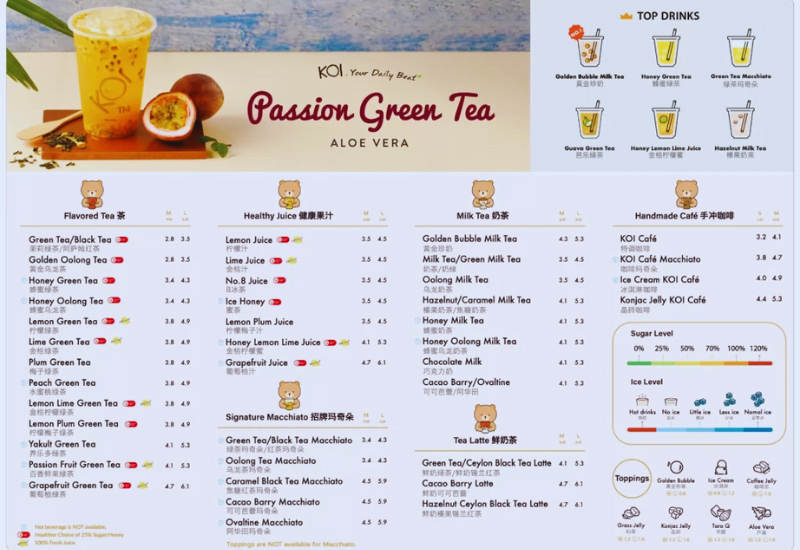 Koi Menu with Prices - Outlets & Hours Singapore 2023