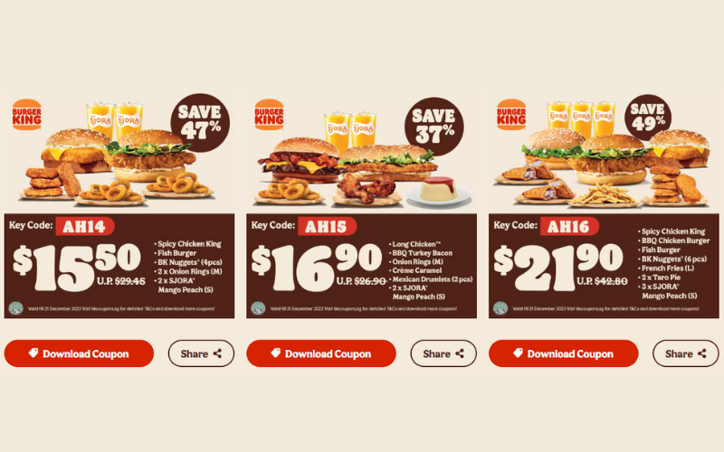 Burger King Menu Singapore with Prices 2023