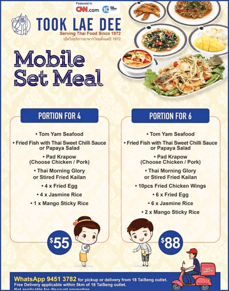 Took Lae Dee Menu Prices in Singapore 2024