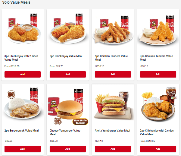 Jollibee Menu with Updated Prices Singapore 2024