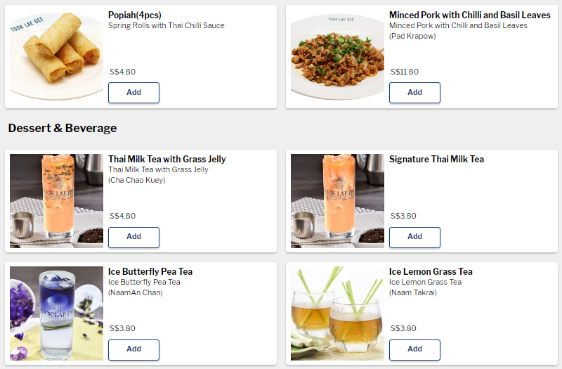 Took Lae Dee Menu Prices in Singapore 2024