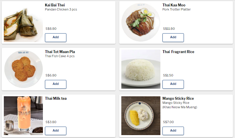 Took Lae Dee Menu Prices in Singapore 2024