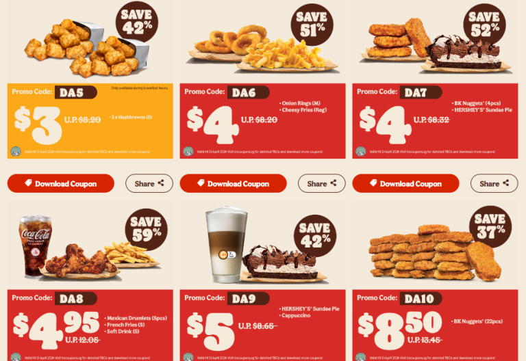 Burger King Menu Singapore with Prices 2024