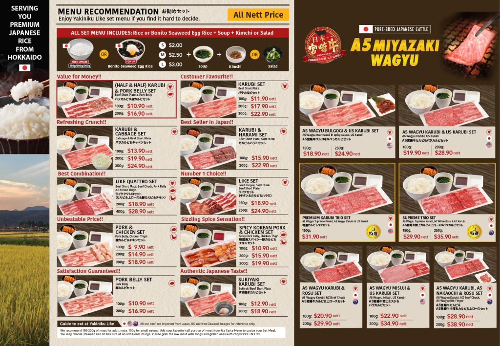 Yakiniku Like Menu Singapore Prices - Updated 2024