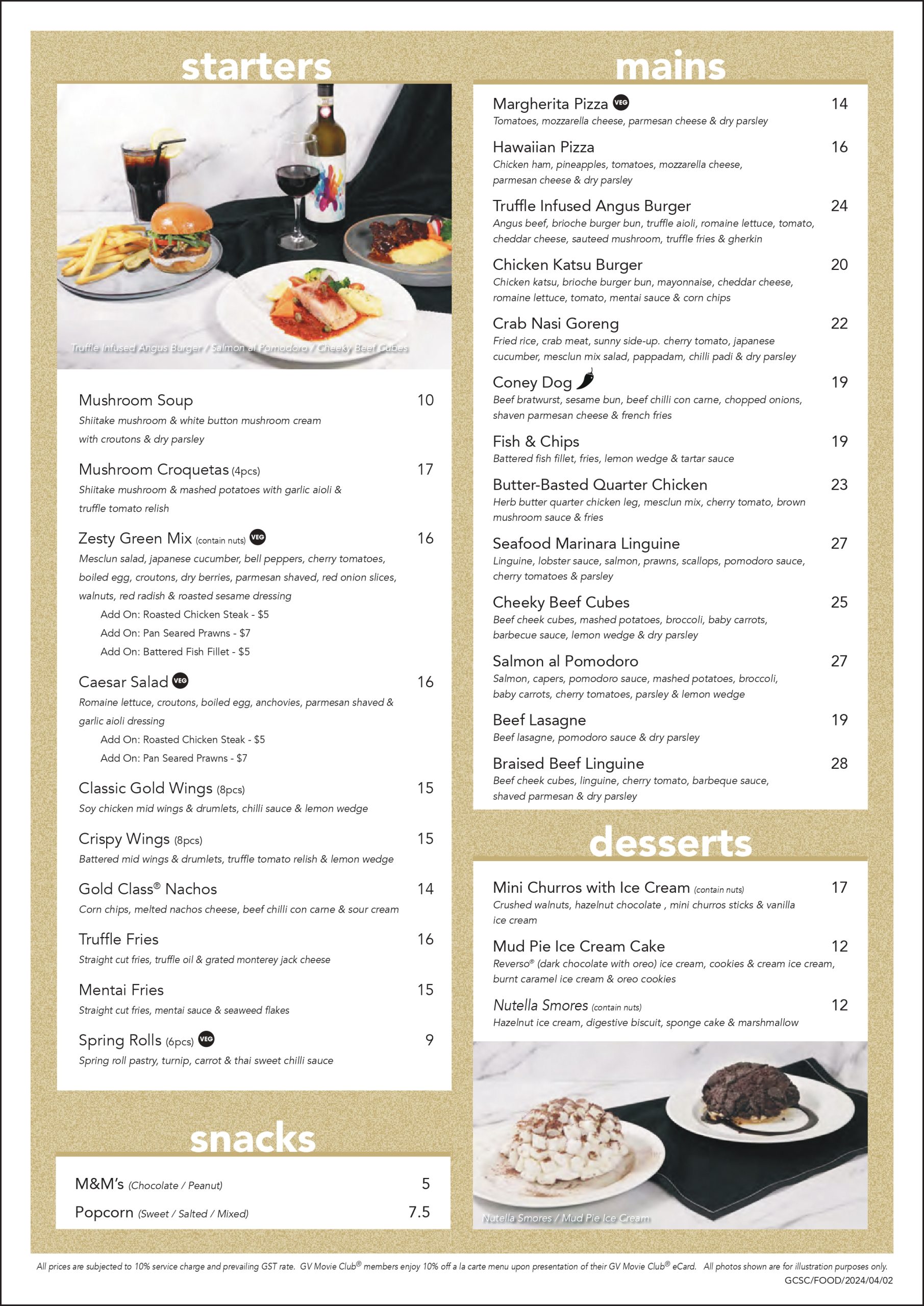Golden Village Popcorn Menu - Deals & Discounts 2024