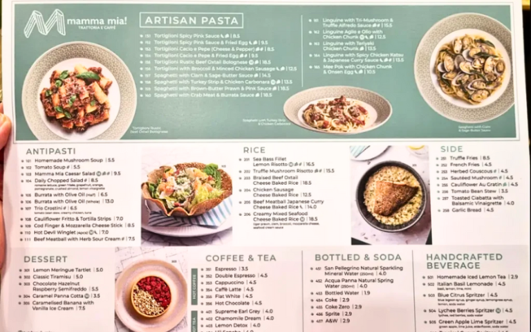 Mamma Mia Menu Singapore with Prices 2025 and Deals