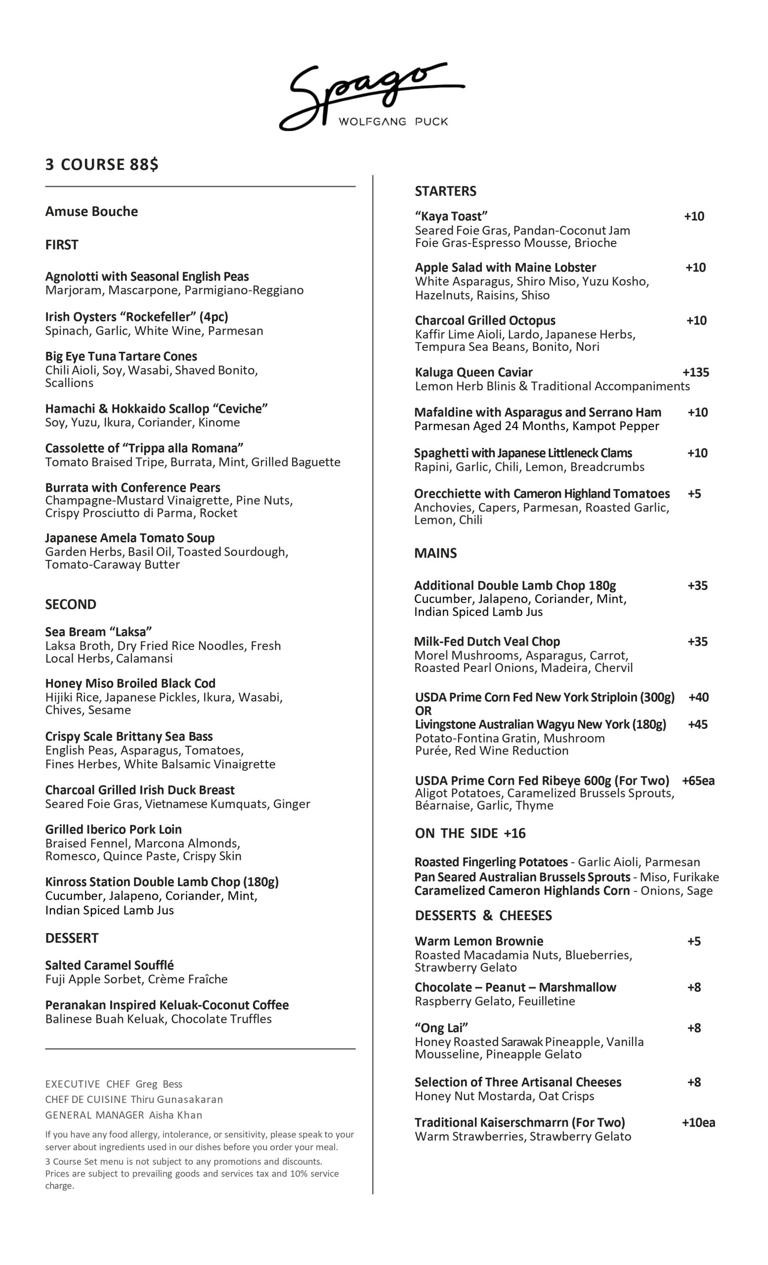 Spago Menu Singapore With Prices 2024 - Promotions & Deals