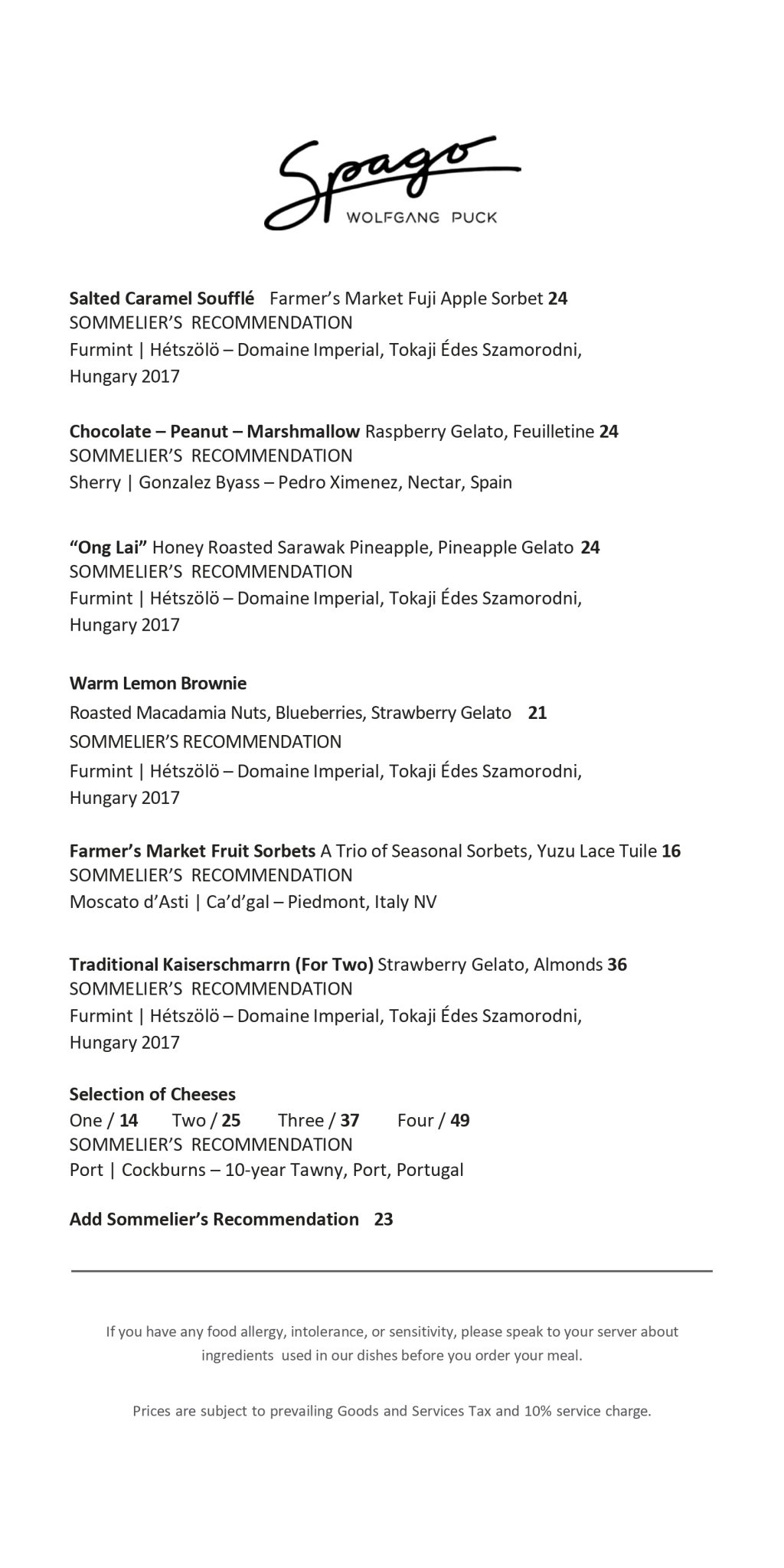 Spago Menu Singapore With Prices 2024 - Promotions & Deals