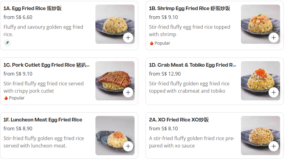 King of Fried Rice Menu Price Singapore (Updated 2025)