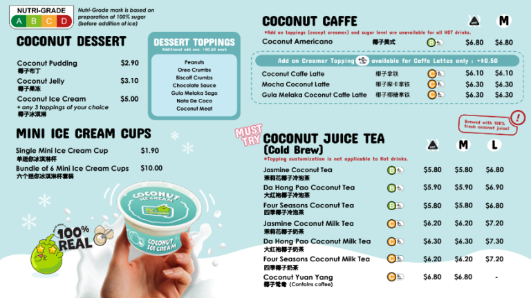 Mr Coconut Menu Singapore With Prices 2025 and Deals