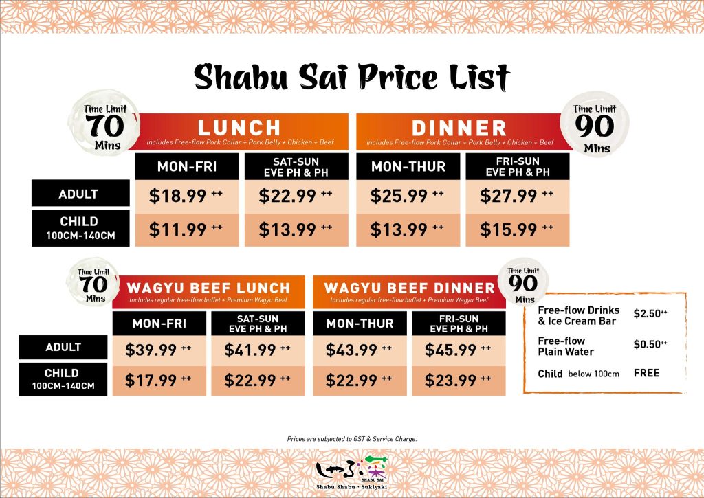 Shabu Sai Menu Prices Singapore 2025 with Deals